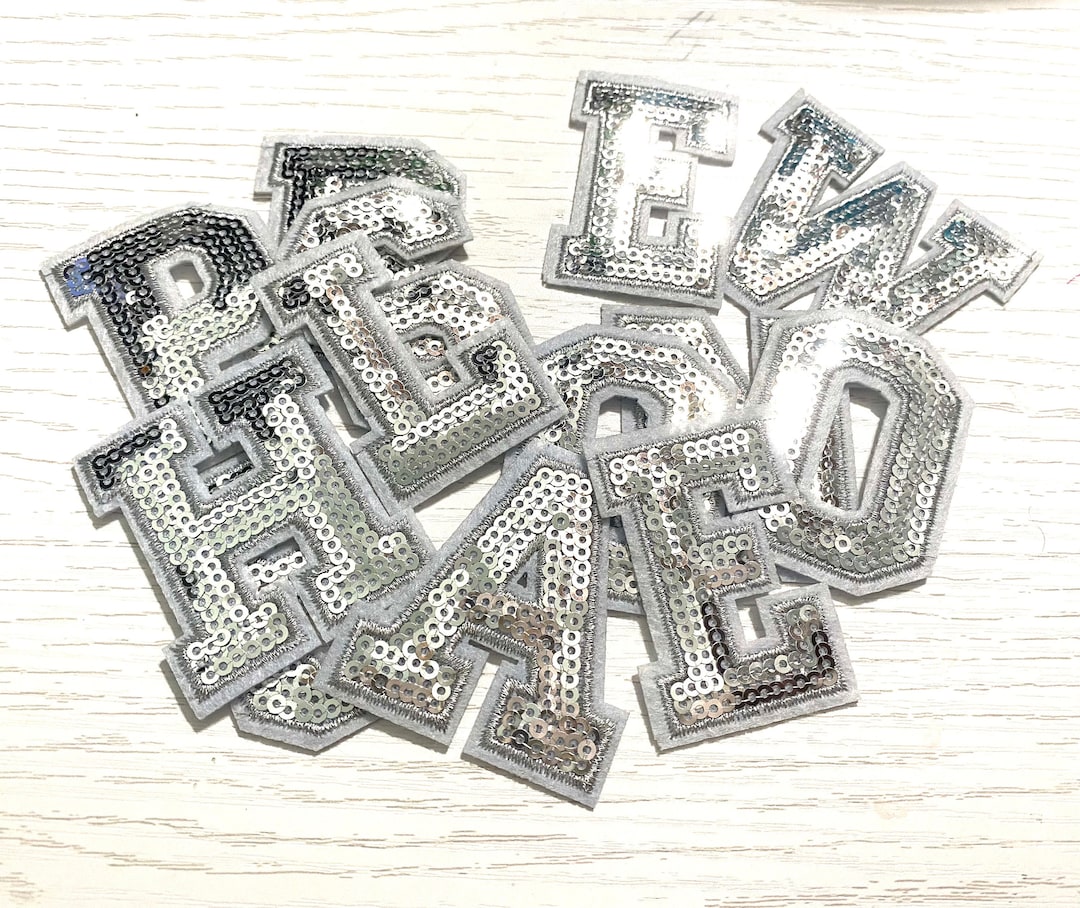 Silver Sequin Letter Patches for Clothing; 2 Inch Letter Patches ...