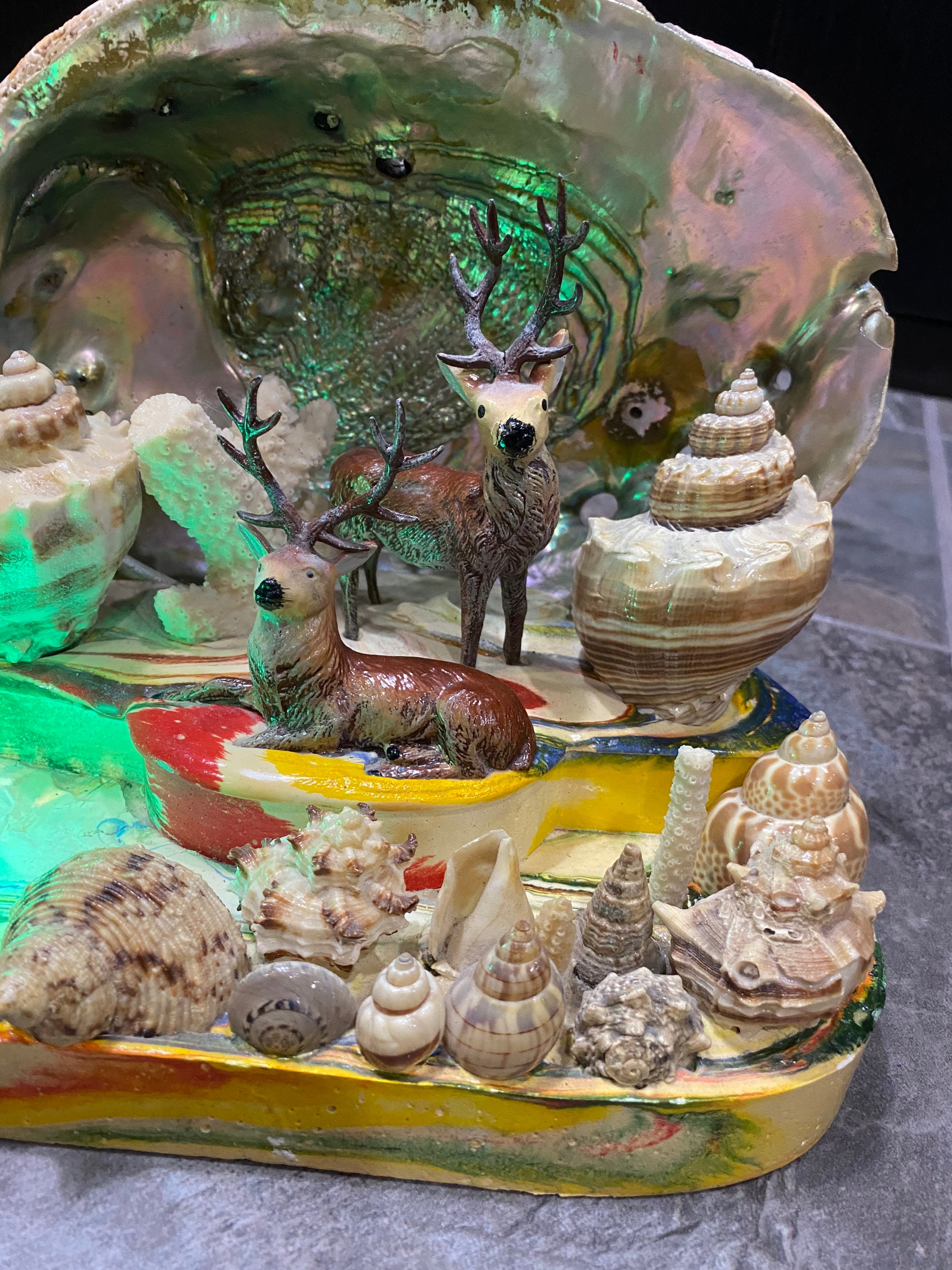 Vintage Retro 1950's Seashell Deer Forrest Animal Scene | Etsy