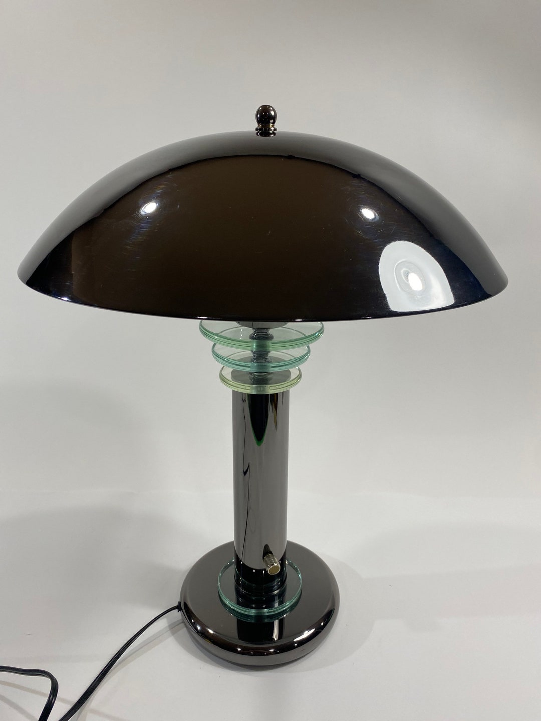 Large Halogen Lamp Metallic Black, UFO, Disk, Round, MCM, Mid Century ...