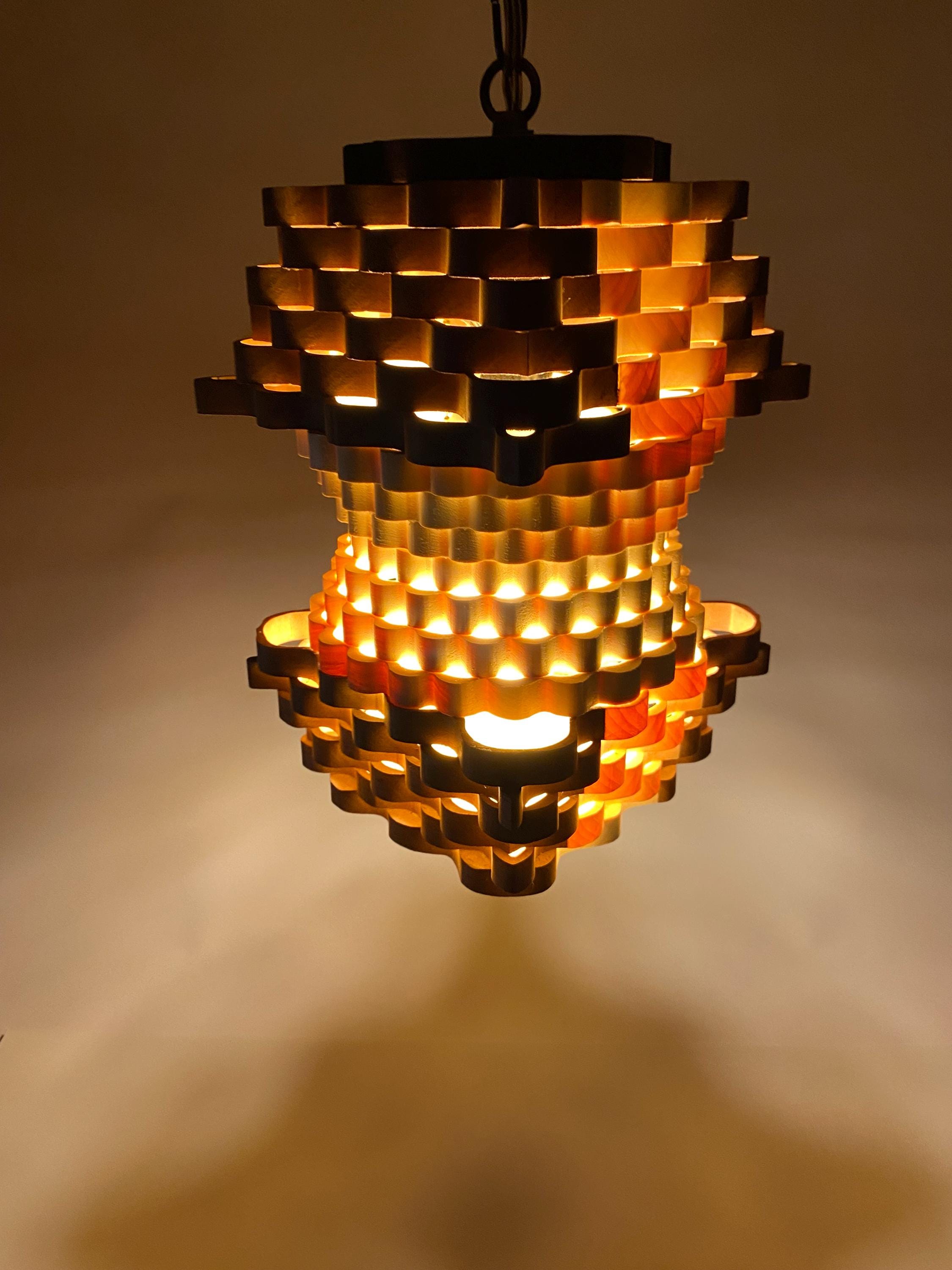 Scroll Saw Art, Wood Swag Lamp, Hand Made Hanging Light, With Damaged ...