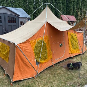 Vintage Campmate Three-bedroom Tent Large Canvas Style, Orange & Brown ...