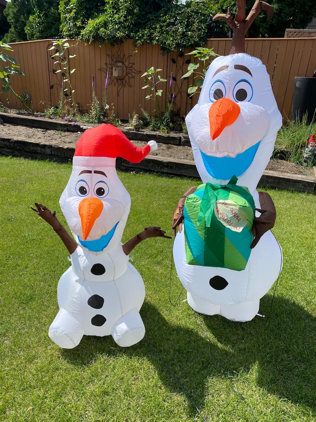 2 Frozen OLAF Airblown, Inflatable, Blow Up, Disney Christmas Santa Hat ...