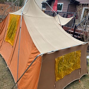 Vintage Campmate Three-bedroom Tent Large Canvas Style, Orange & Brown ...