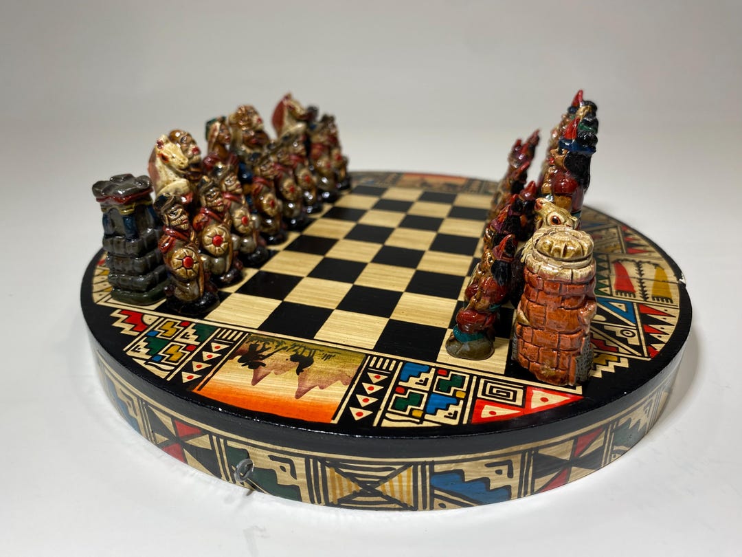 Small, Chess Set Crusaders Vs Native Americans Miniatures, Folding ...