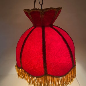 Victorian Swag Lamp, Red Velvet, Plug In, Hanging Lighting Shade MCM - Etsy