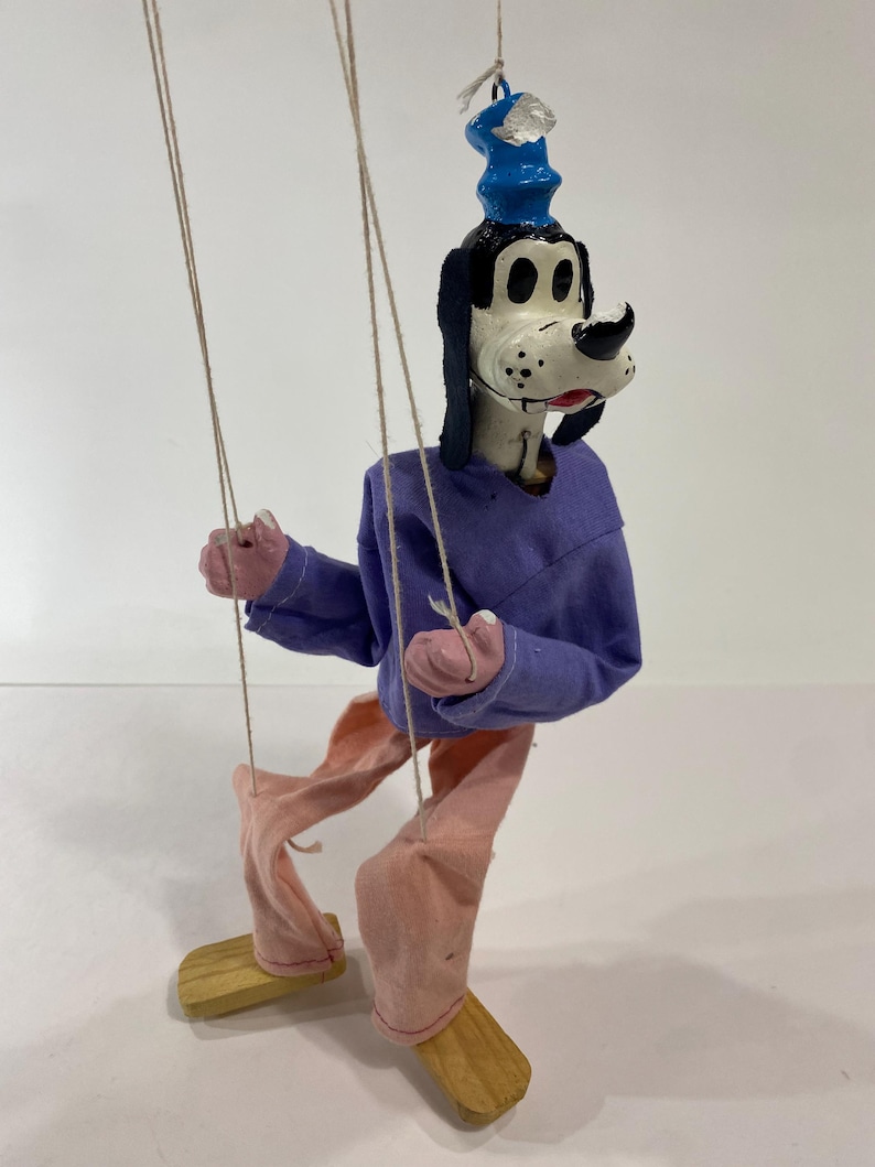 Vintage Goofy Marionette Puppet Ceramic Head 15” Tall String Puppet Toy ...