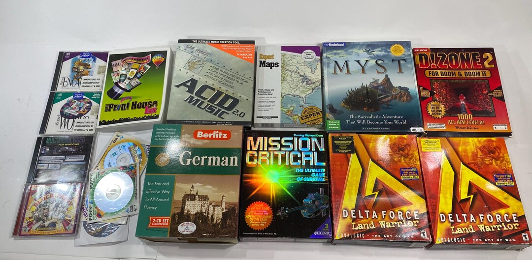 Vintage Pc CD-ROM Games Software Lot Myst Delta Force ACID Music More ...