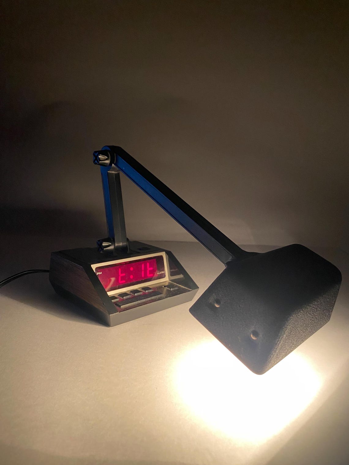 Vintage Spartus Alarm Clock Desk Lamp Digital Woodgrain Mid Century ...