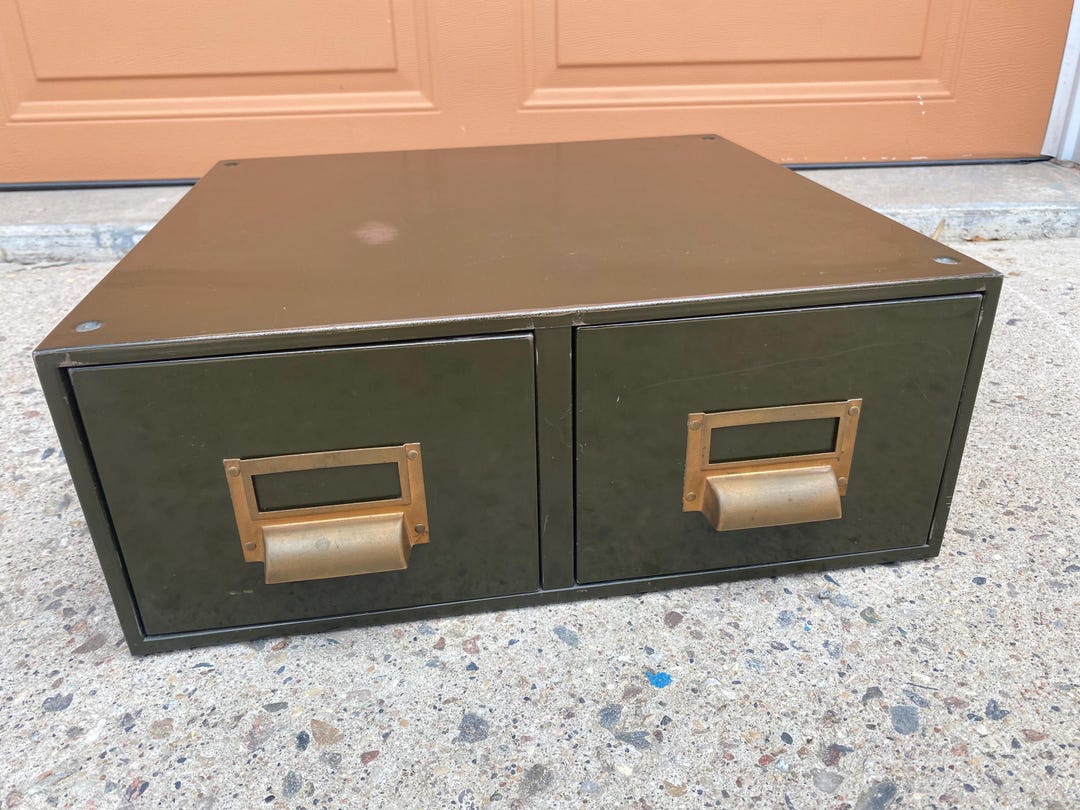 Steel Metal Index Card File 2 Drawer Cabinet Garage Office Fitting ...
