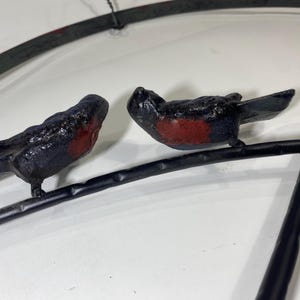 Large Hanging Circular Metal Bird Art – 4 Birds, Painted Cast Iron ...