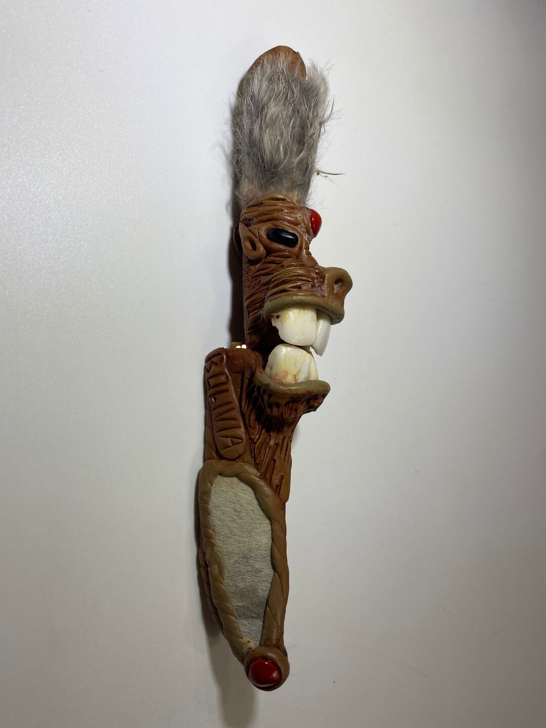 Rare Bolivia Animal Tooth Knife Stainless Steel Japan Tribal Bone ...