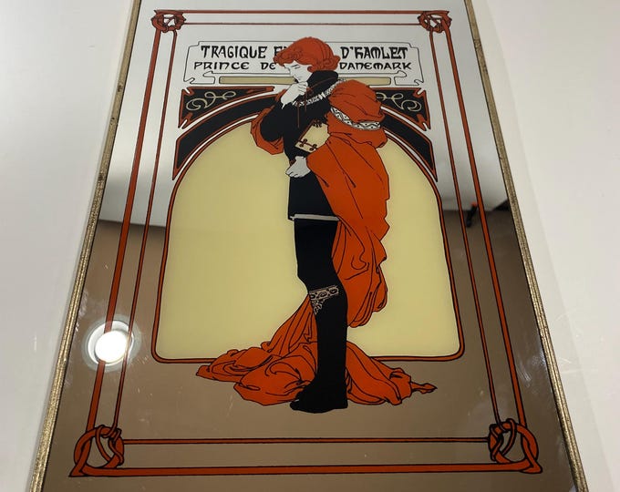 1970s Alphonse Mucha Mirror Reproduction, Tragique D'hamlet, Prince De ...