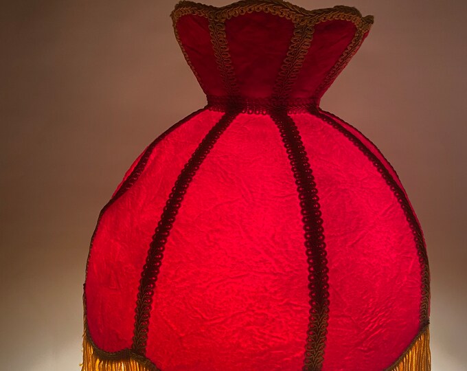 Victorian Swag Lamp, Red Velvet, Plug In, Hanging Lighting Shade MCM - Etsy