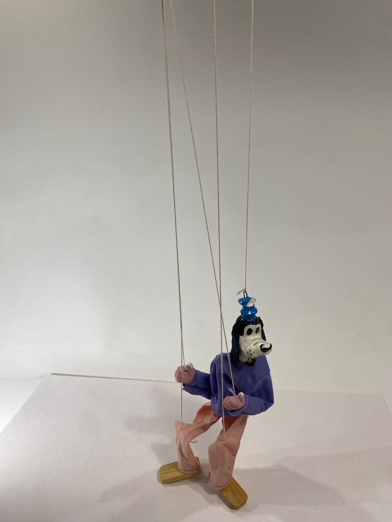 Vintage Goofy Marionette Puppet Ceramic Head 15” Tall String Puppet Toy ...