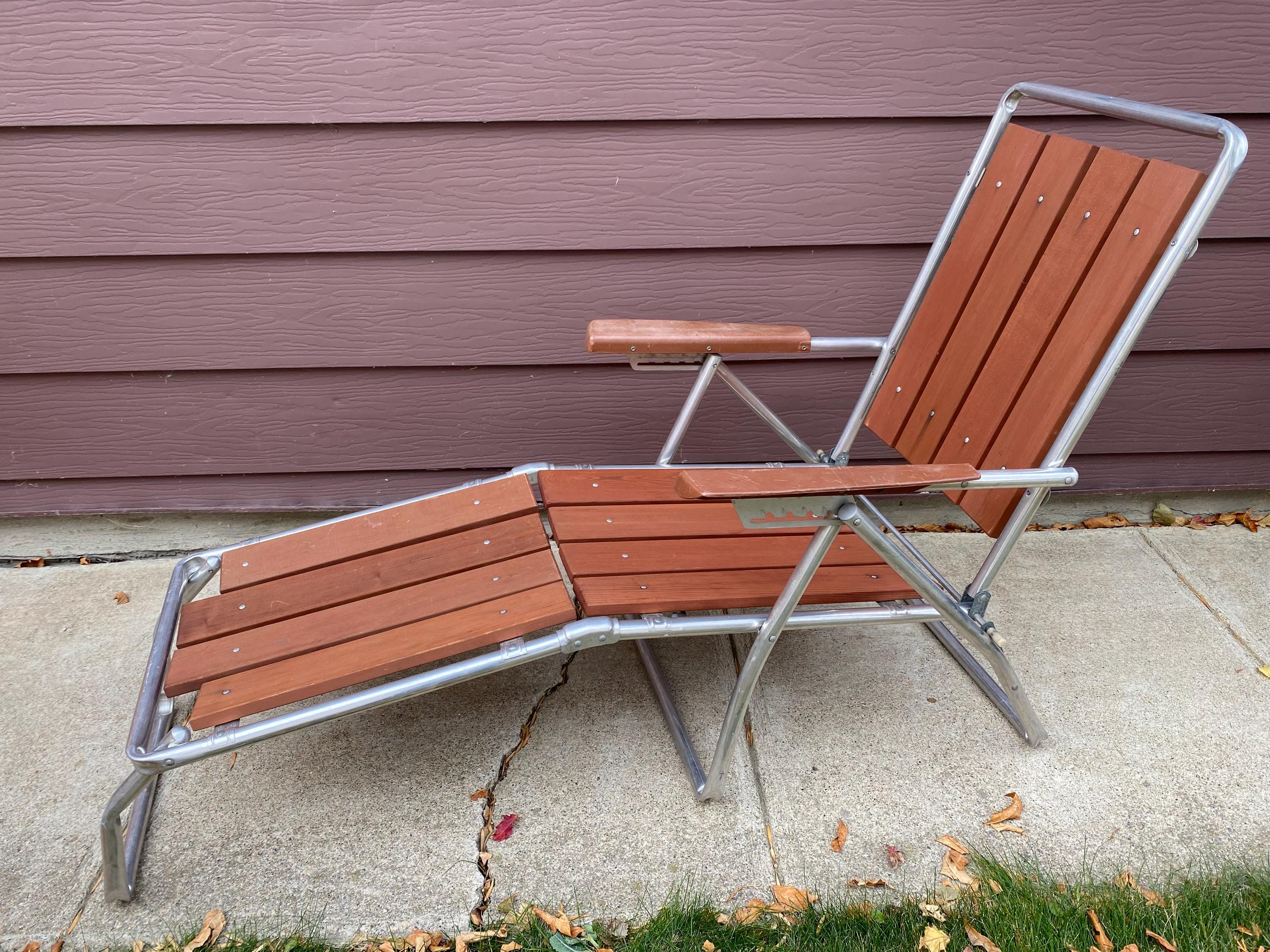 Vintage redwood chaise lounge store
