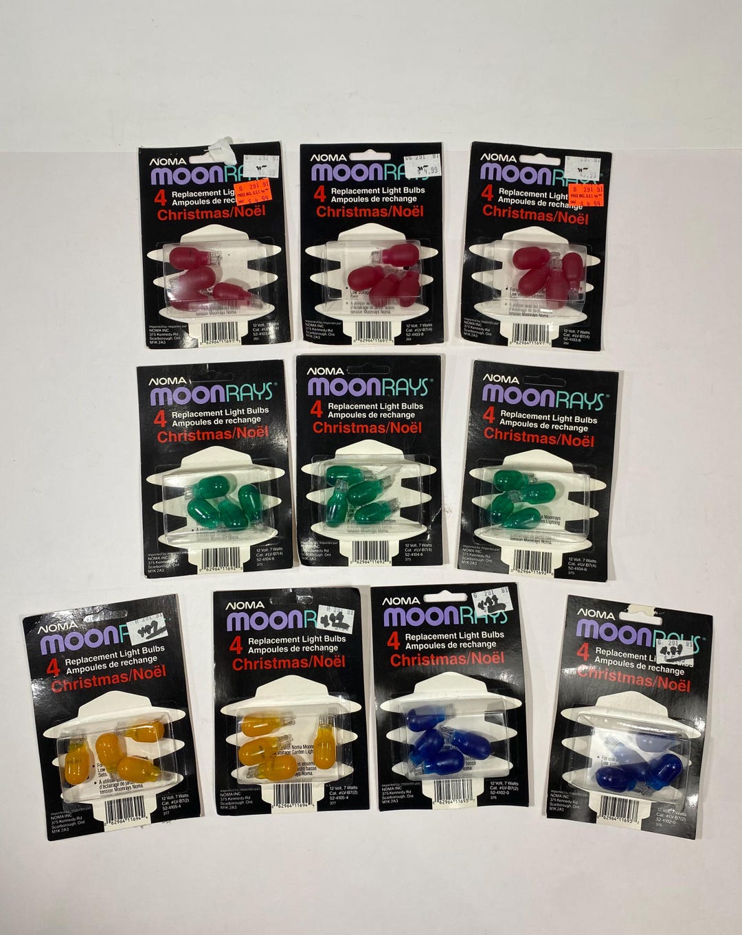 Lot of 10 Noma Moonrays Replacement Bulbs Lights Red, Green, Yellow ...