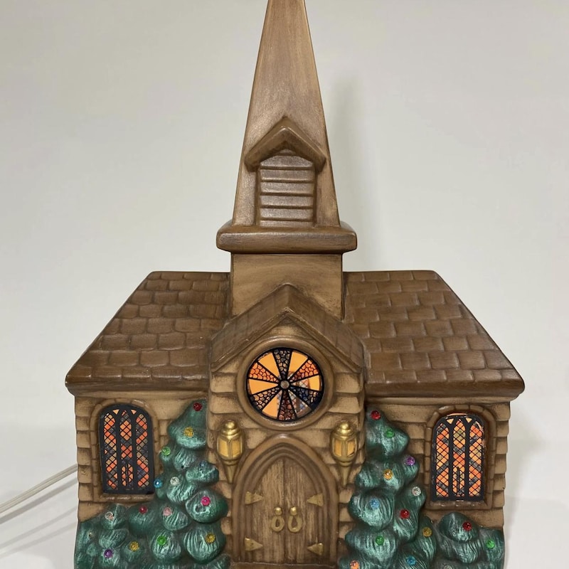 Lighted Ceramic Church - Etsy