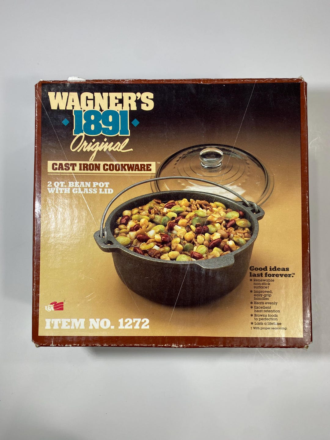 Wagner's 1891 Cast Iron Bean Pot: 2 Qt With Glass Lid, New in Box - Etsy