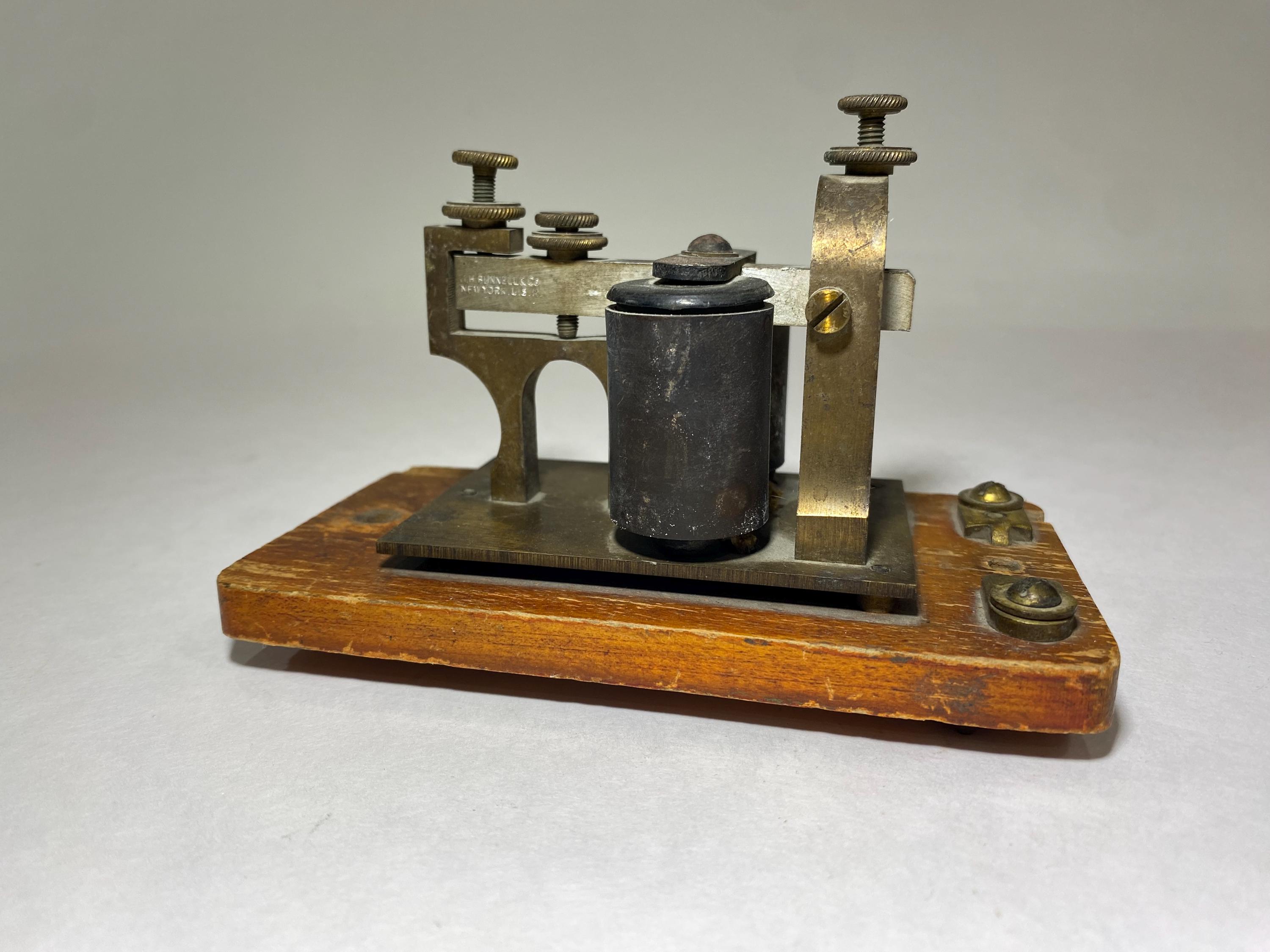 Antique Brass Telegraph Key Morse Code Operator Key on Wood Base Early ...