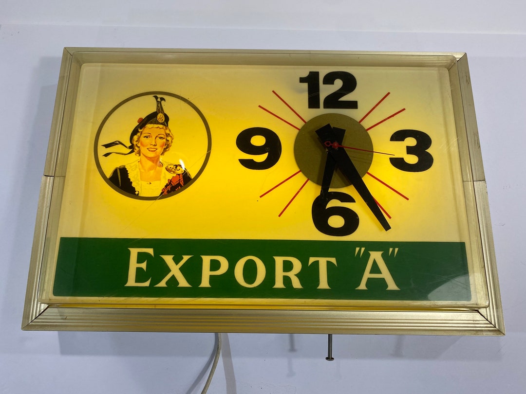 Vintage Canadian Export a Green Clock Lamp - Etsy