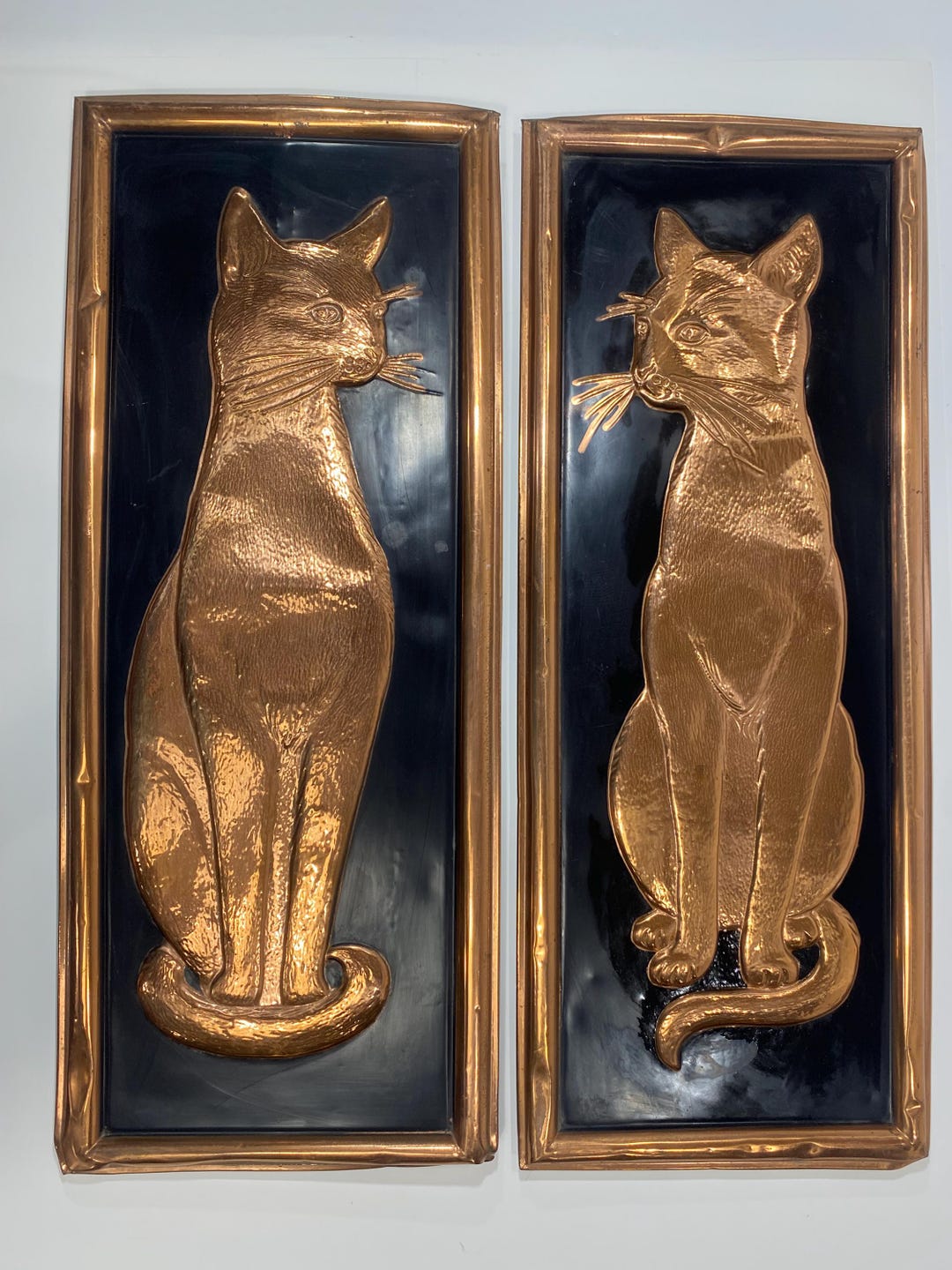 Set of MCM Copper Cat Wall Art 8.5 X 22, Black & Copper, Mid-century ...