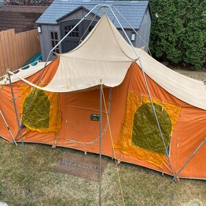 Vintage Campmate Three-bedroom Tent Large Canvas Style, Orange & Brown ...