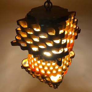 Scroll Saw Art, Wood Swag Lamp, Hand Made Hanging Light, With Damaged ...