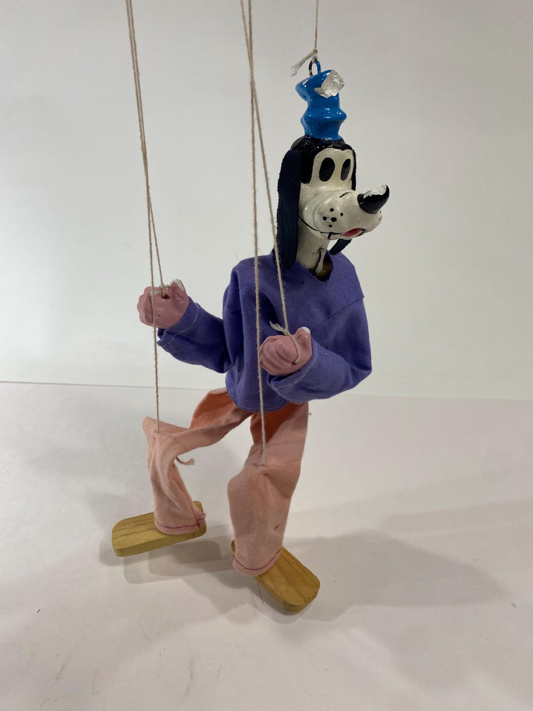 Vintage Goofy Marionette Puppet Ceramic Head 15” Tall String Puppet Toy ...