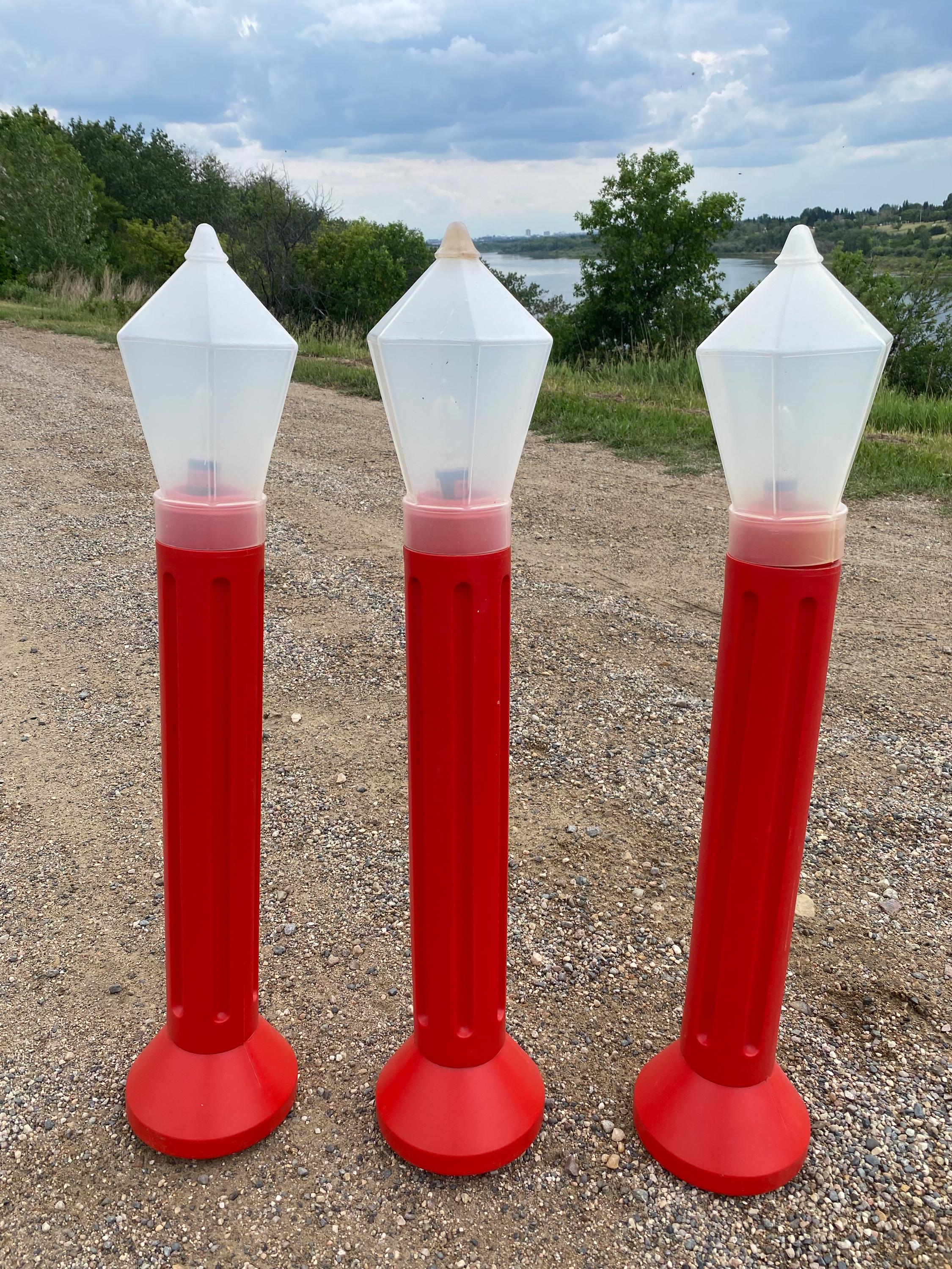 Vintage Christmas Blow Mold Lamp Posts, Set of Three 39" Holiday Yard ...