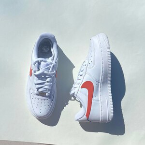 Custom Nike Air Force 1 With Red Swoosh - Etsy