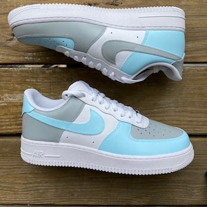 Custom Inverse Light Blue and Grey Nike Air Force 1s - Etsy