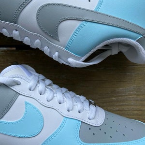 Custom Inverse Light Blue and Grey Nike Air Force 1s - Etsy