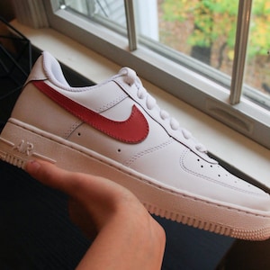 Custom Nike Air Force 1 With Red Swoosh - Etsy