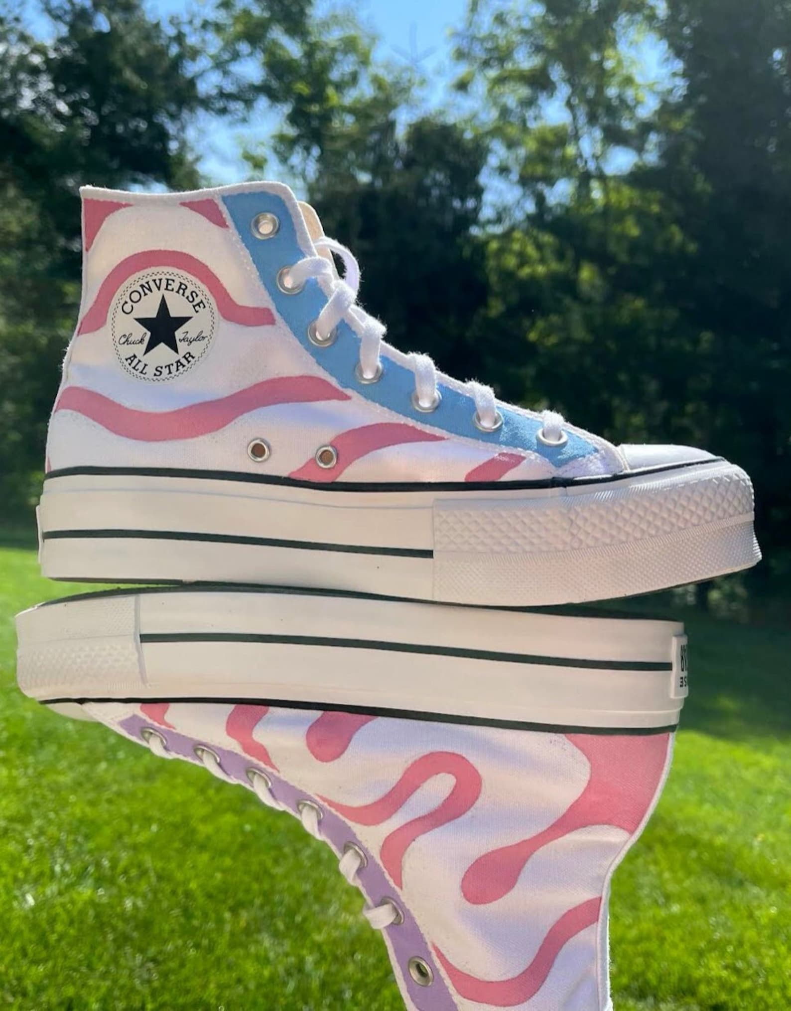 Custom Pastel Wavy Platform Converse - Etsy