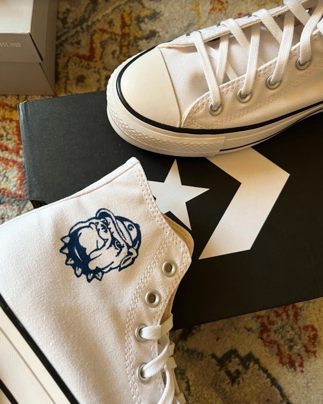 Custom College Themed Hightop Platform Converse - Etsy