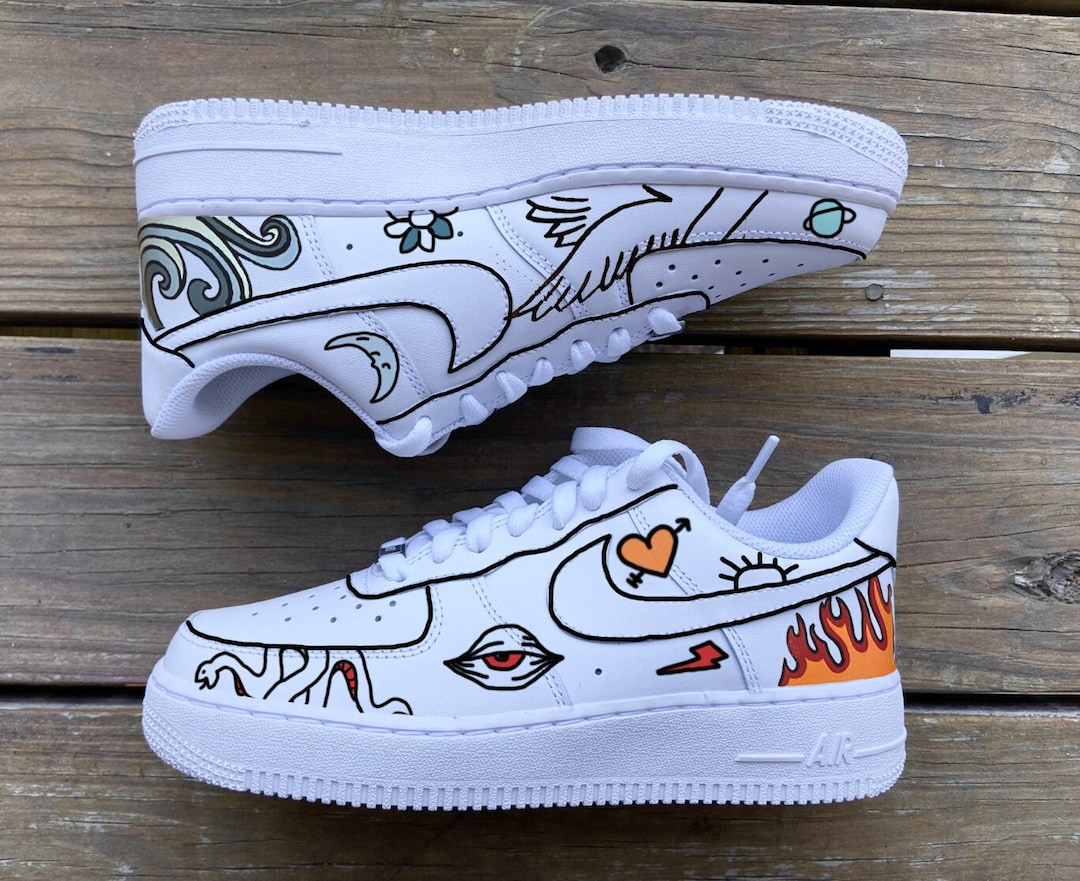 Custom Nike Air Force 1s With Doodles - Etsy