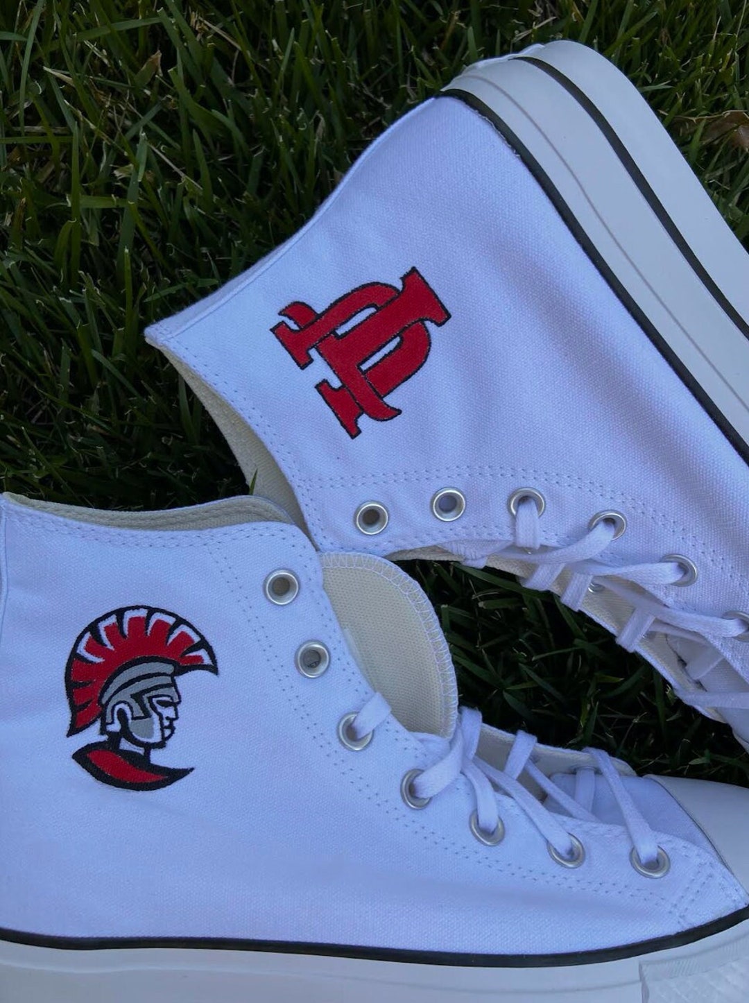 Custom College High Top Platform Converse With Logo - Etsy