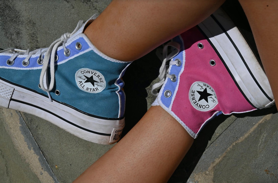 Custom Color Block Platform Converse - Etsy