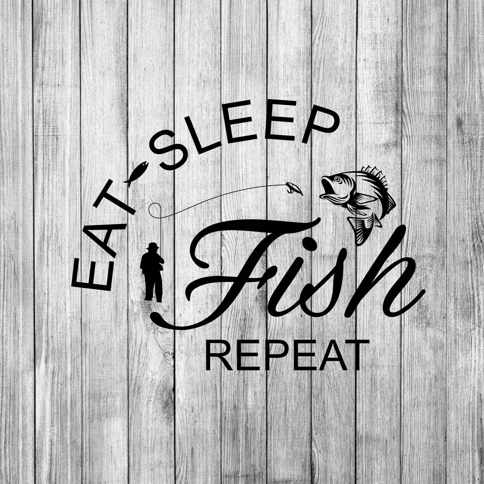 Eat Sleep Fish Repeat SVG EPS PNG Pdf / Fishing Svg / Cut | Etsy