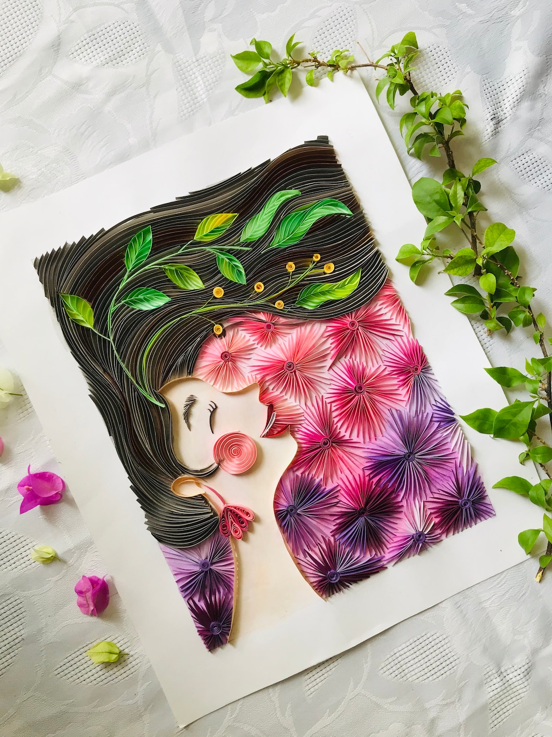 Happy Girl- Quilling Paper Wall Art, Paper Art, Handmade, Diygifts ...