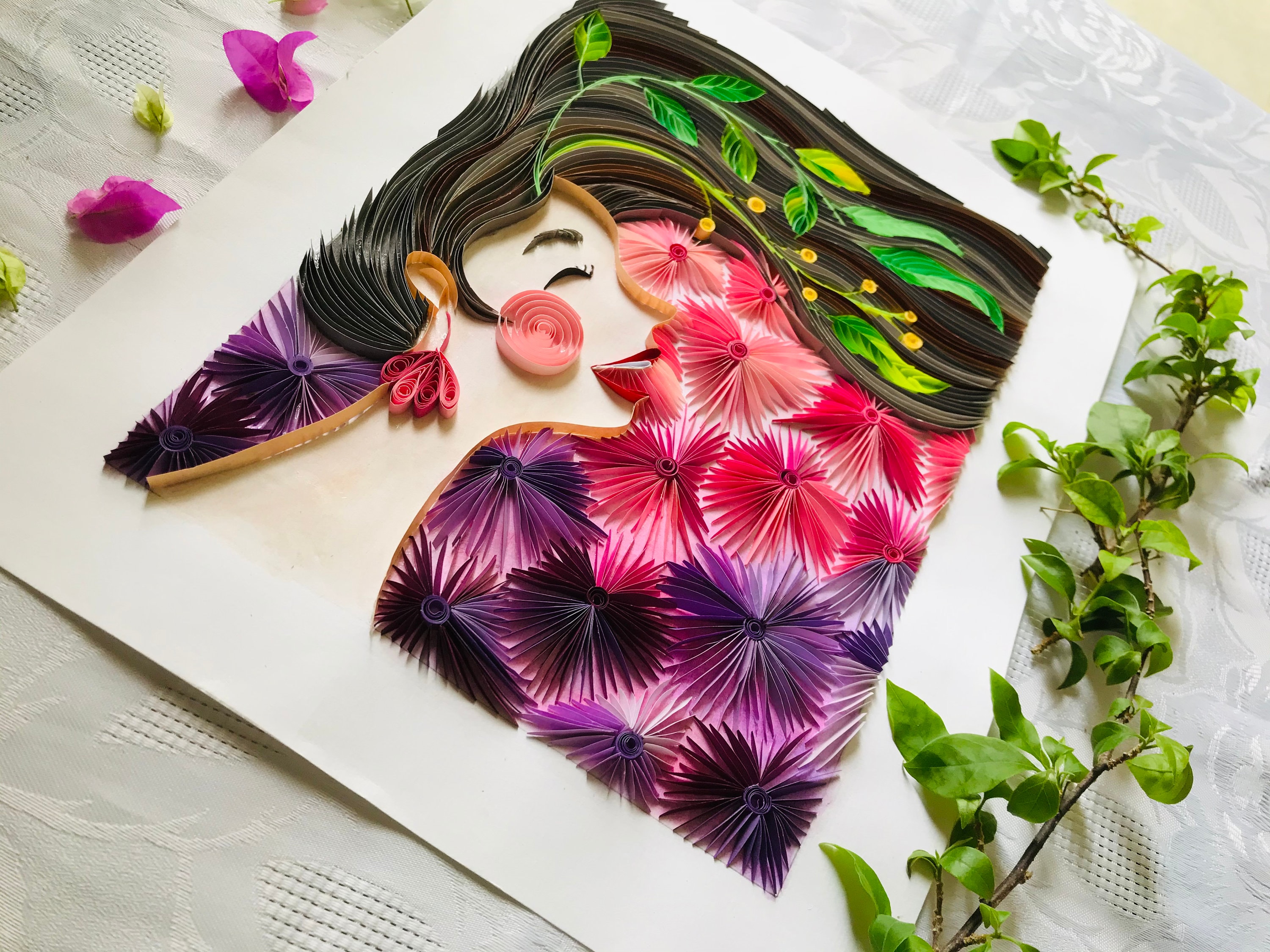 Happy Girl Quilling Paper Art – Handmade Wall Decor - Etsy