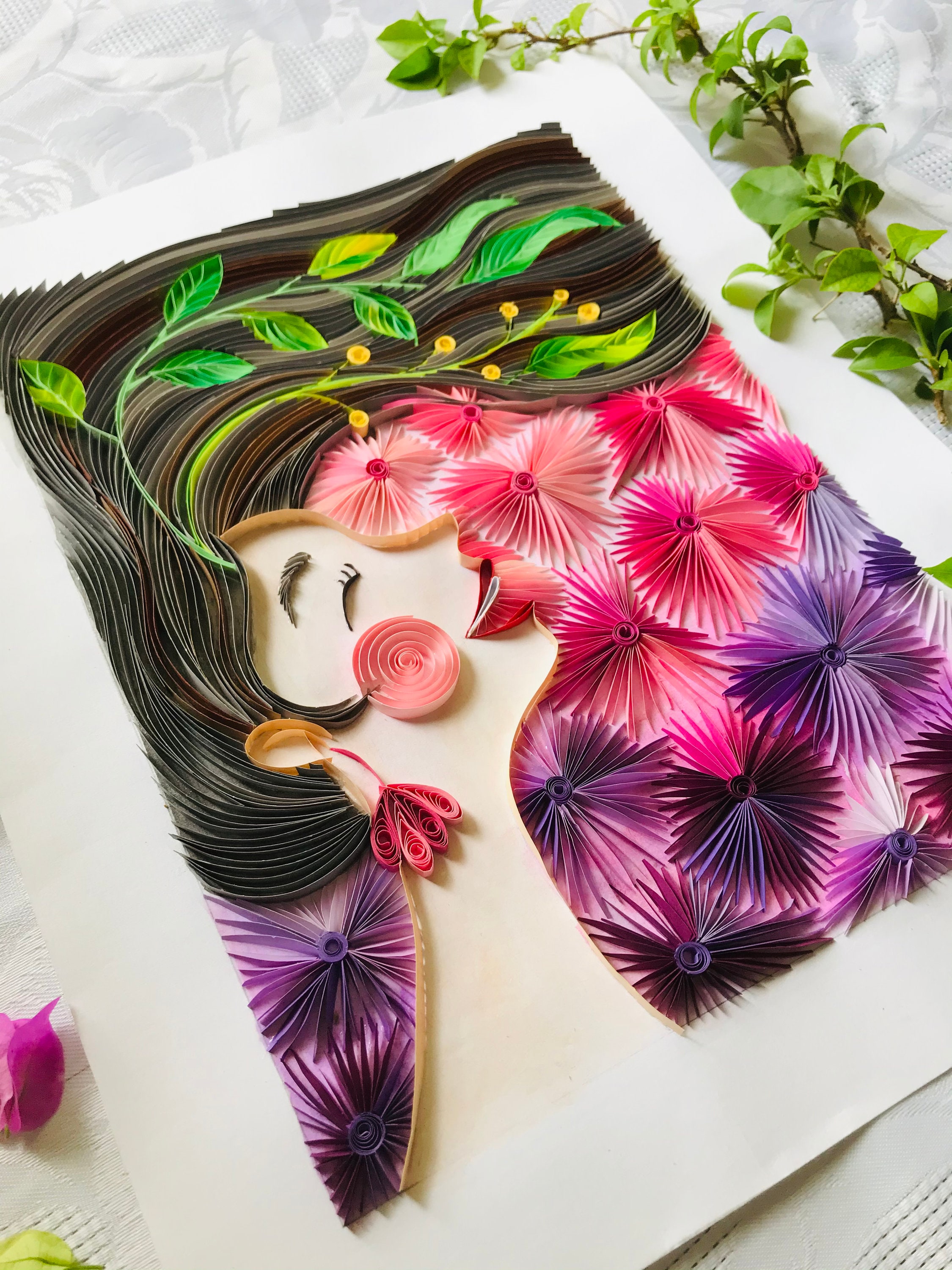 Happy Girl- Quilling Paper Wall Art, Paper Art, Handmade, Diygifts ...