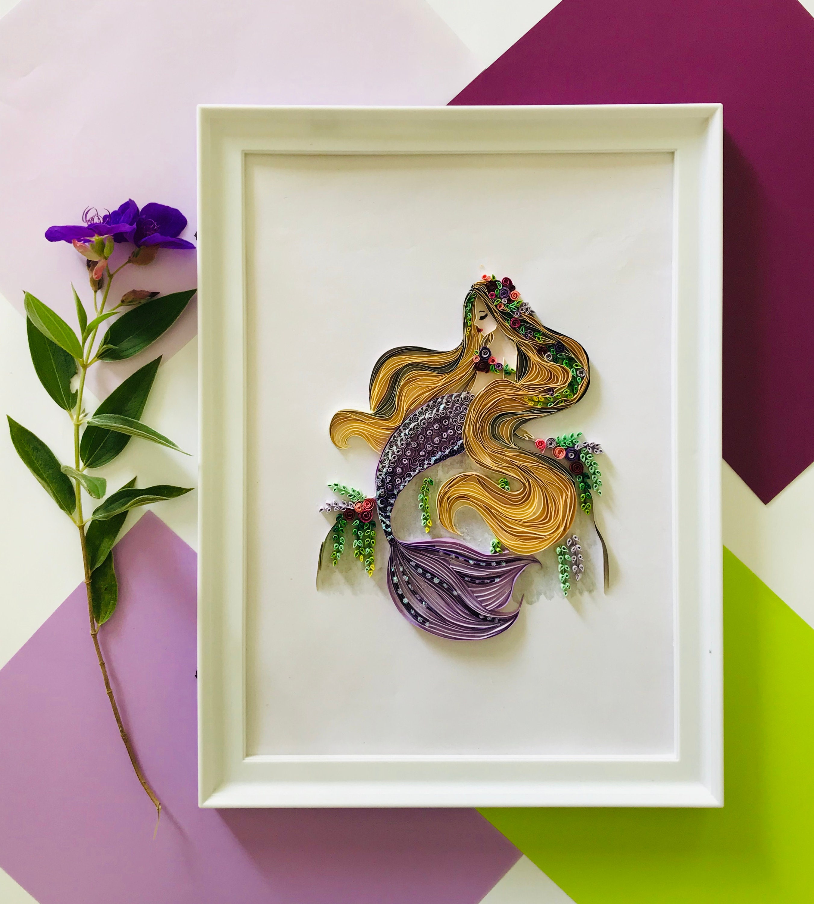 Quilling Paper Wall Art, Paper Art, Mermaid, Home Decor, Wall Decor ...