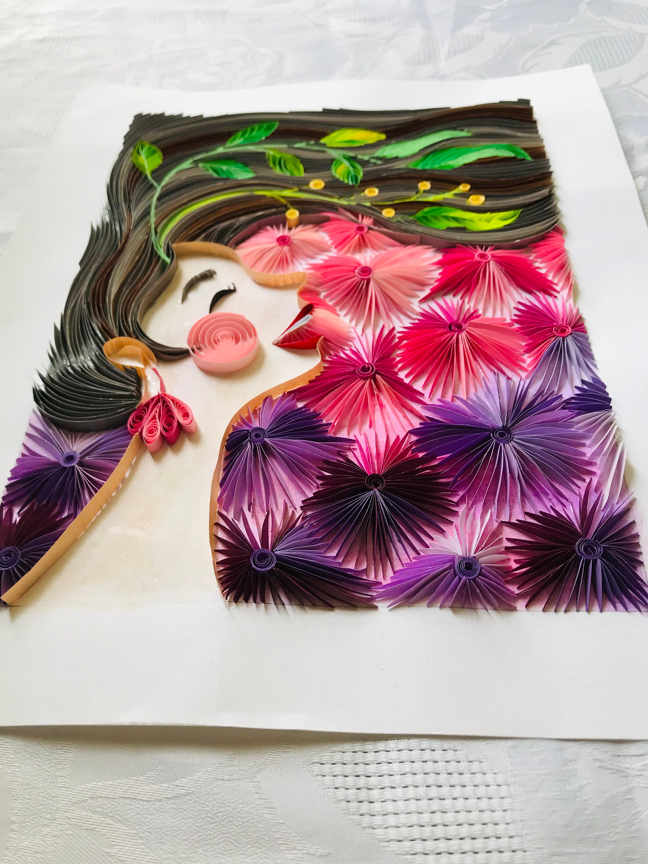 Happy Girl Quilling Paper Art – Handmade Wall Decor - Etsy
