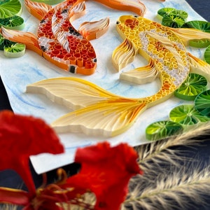 Koi Fish Art, Quilling Paper Wall Art, Paper Art, Handmade, Gifts for ...