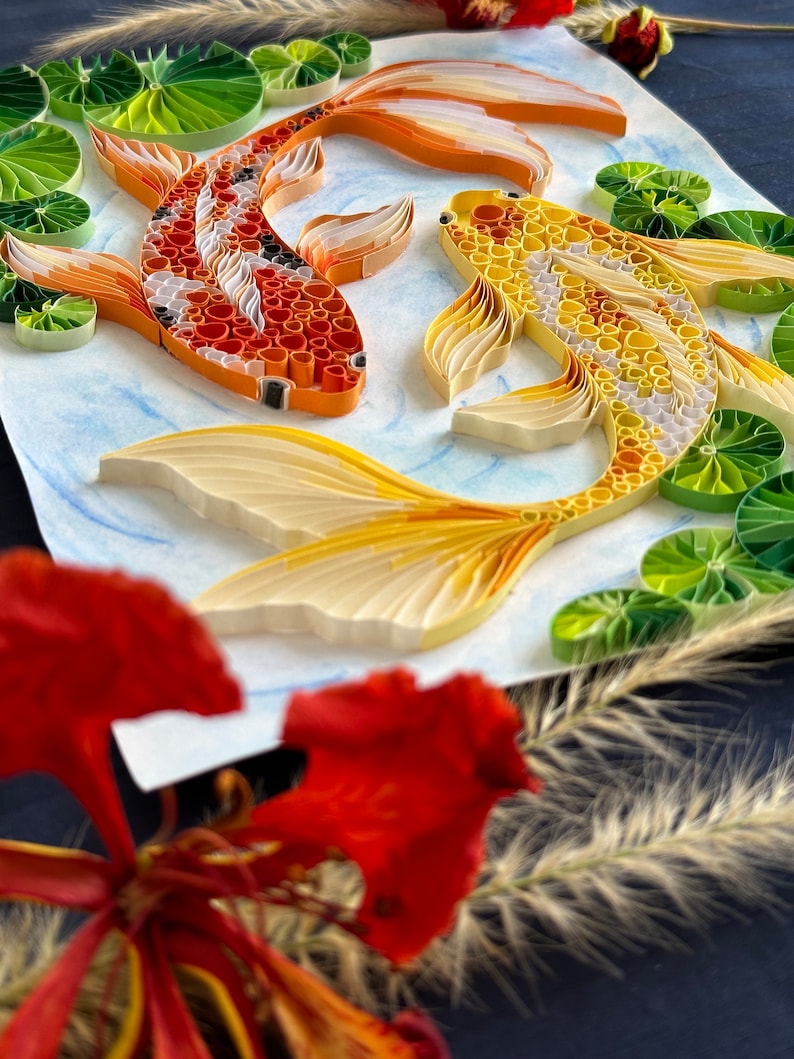 Koi Fish Art, Quilling Paper Wall Art, Paper Art, Handmade, Gifts for ...