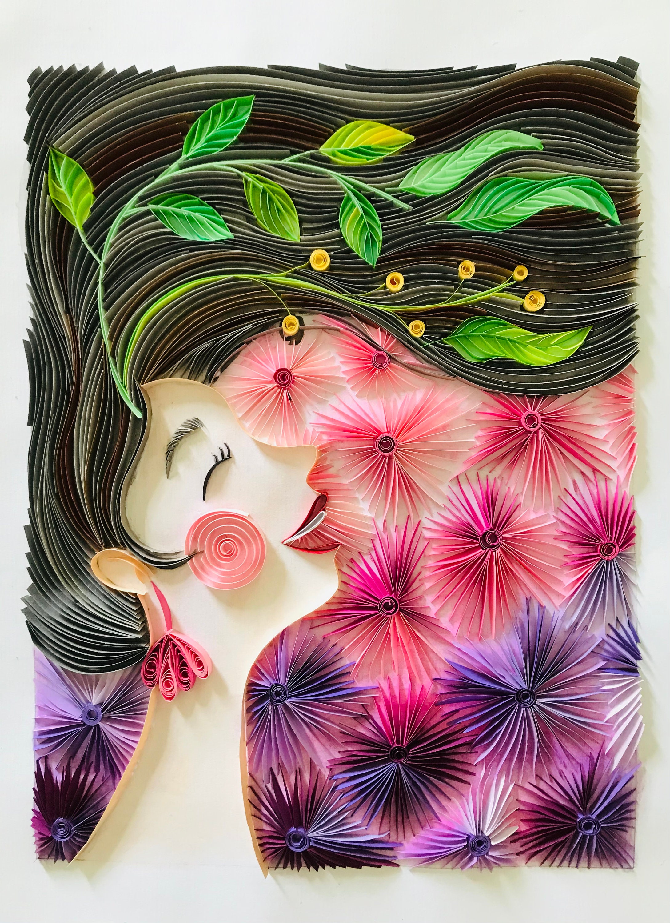 Happy Girl- Quilling Paper Wall Art, Paper Art, Handmade, Diygifts ...