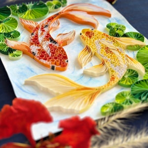 Koi Fish Art, Quilling Paper Wall Art, Paper Art, Handmade, Gifts for ...