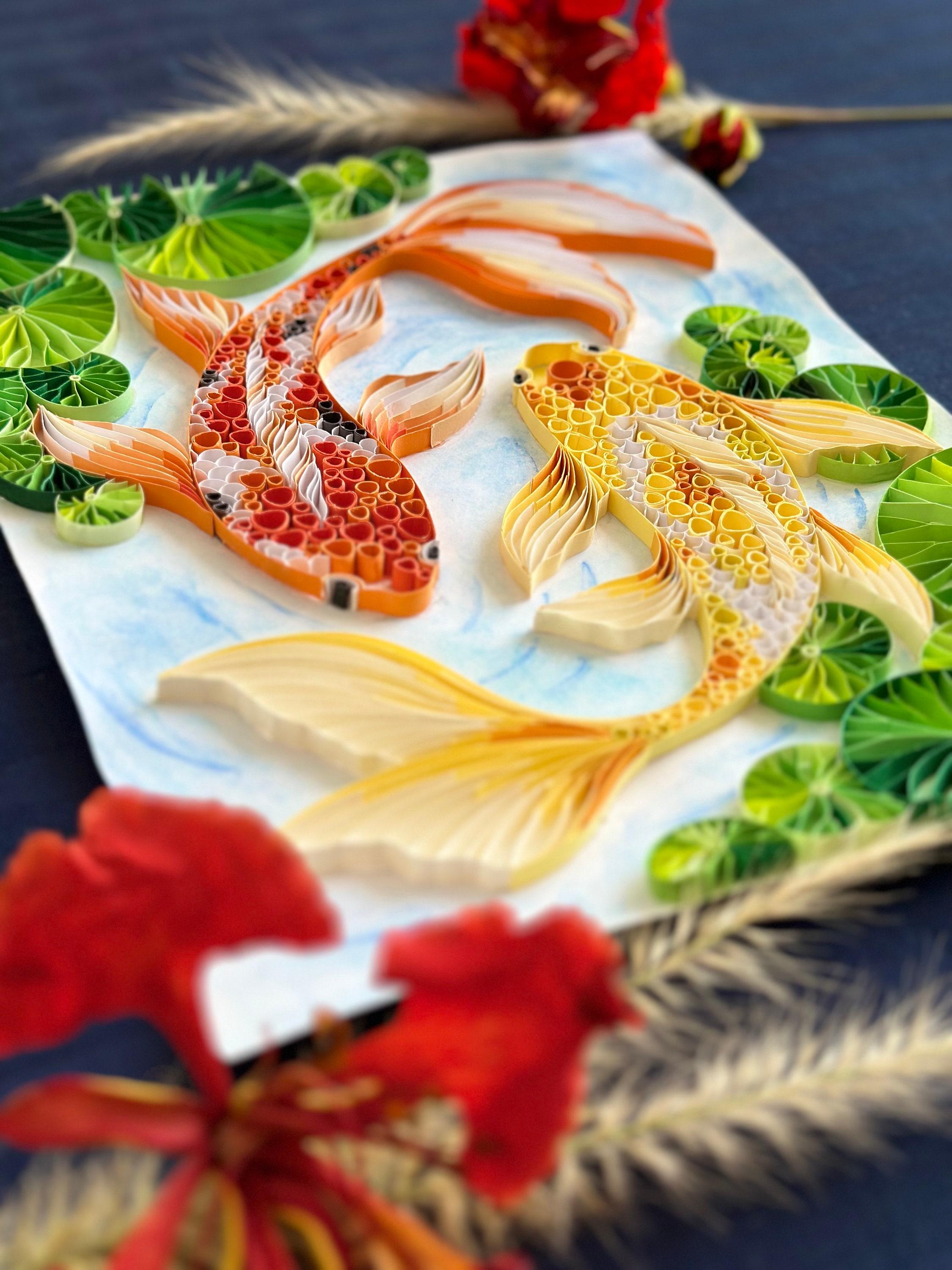 Koi Fish Art Quilling Paper Wall Art Paper Art Handmade - Etsy
