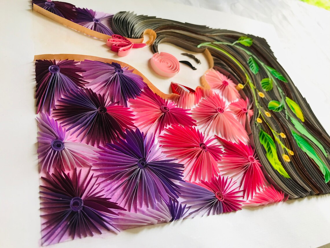 Happy Girl- Quilling Paper Wall Art, Paper Art, Handmade, Diygifts ...